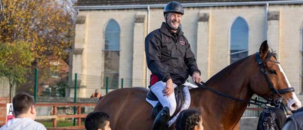 Hartpury Vice-Chancellor and his horse, Duffy in jumping demo for local ...
